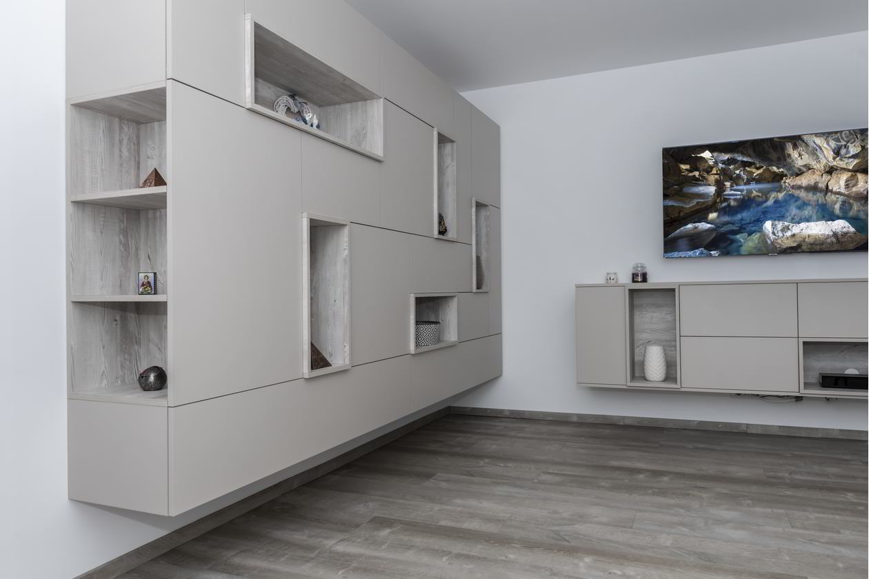 Mobila Living 20m², amplasata pe doi pereti, suspendata, 10 Septembrie ...