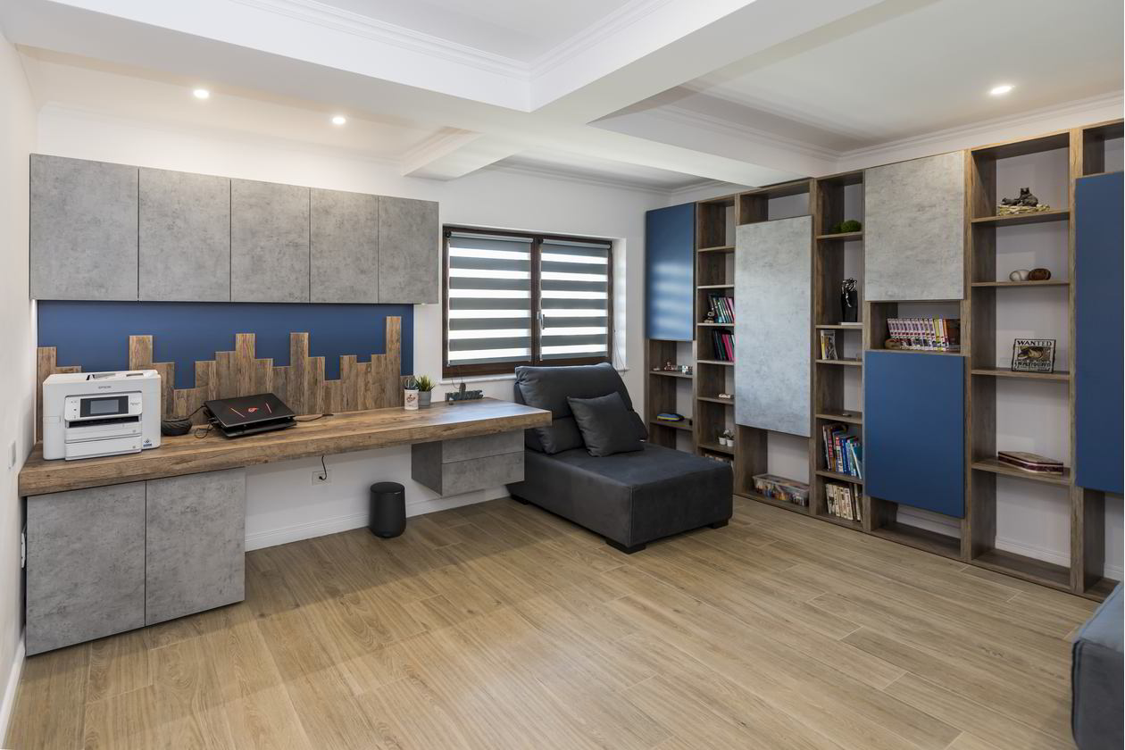 Proiect mobila Dormitor individual, cu pat central, birou integrat ...