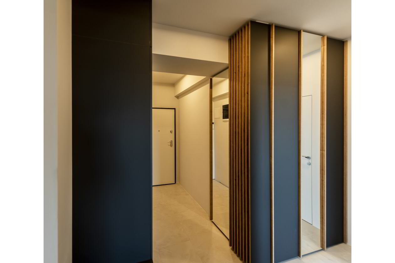 Proiect mobila Hol unit cu Living-Room si Bucataria, cu dulap pana in ...