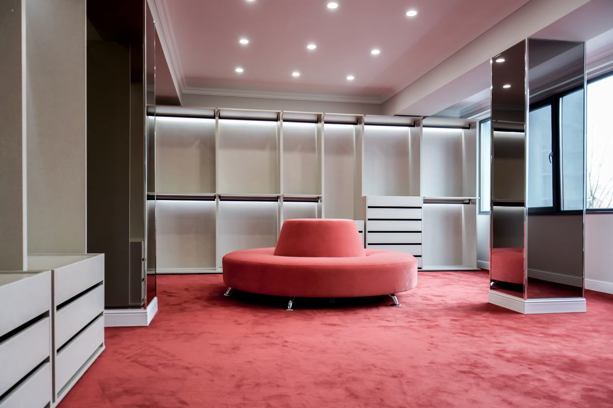 Proiect mobila Dressing-Room, pe patru pereti, cu module pe mijloc ...