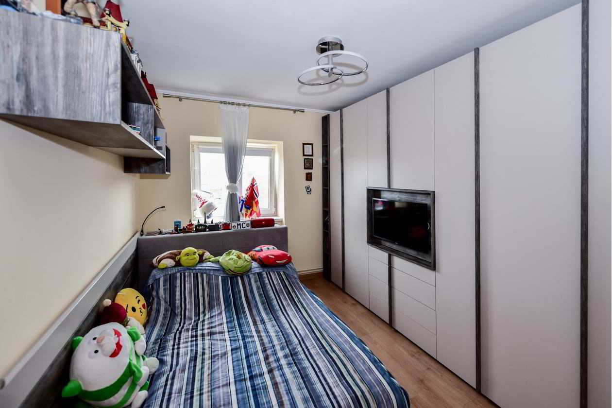 Proiect mobila Camera junior Adolescent, cu dulap cu TV incadrat, pat ...