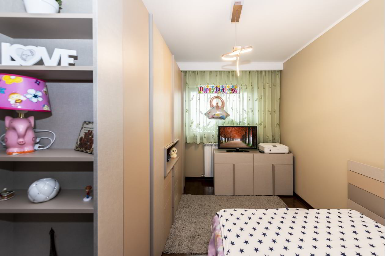 Proiect mobila Camera junior Adolescent, cu pat pe colt, dulap pana in ...